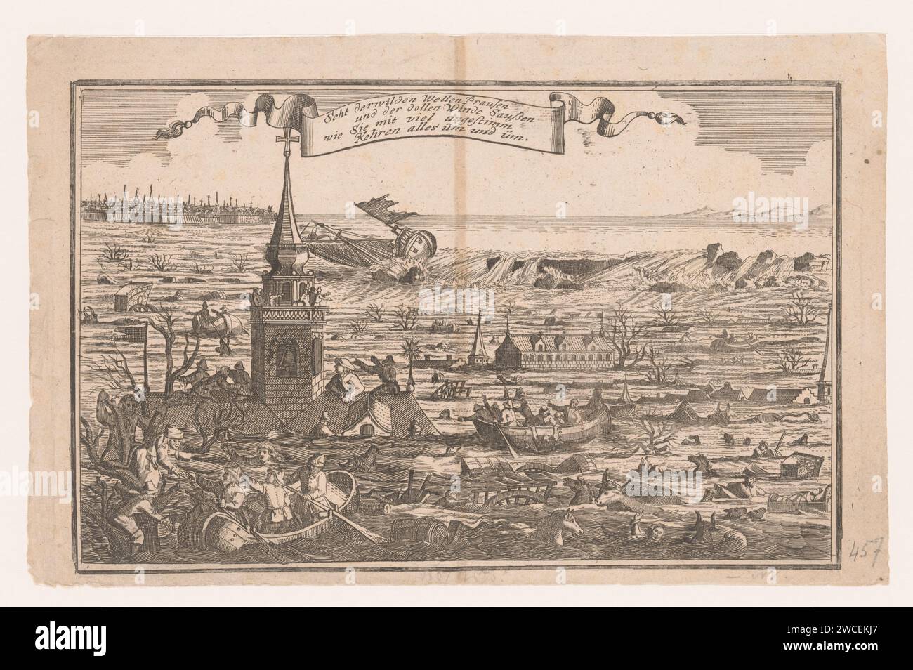 Flood, anonymous, 1600 - 1699 print Germany paper etching rescue work ...