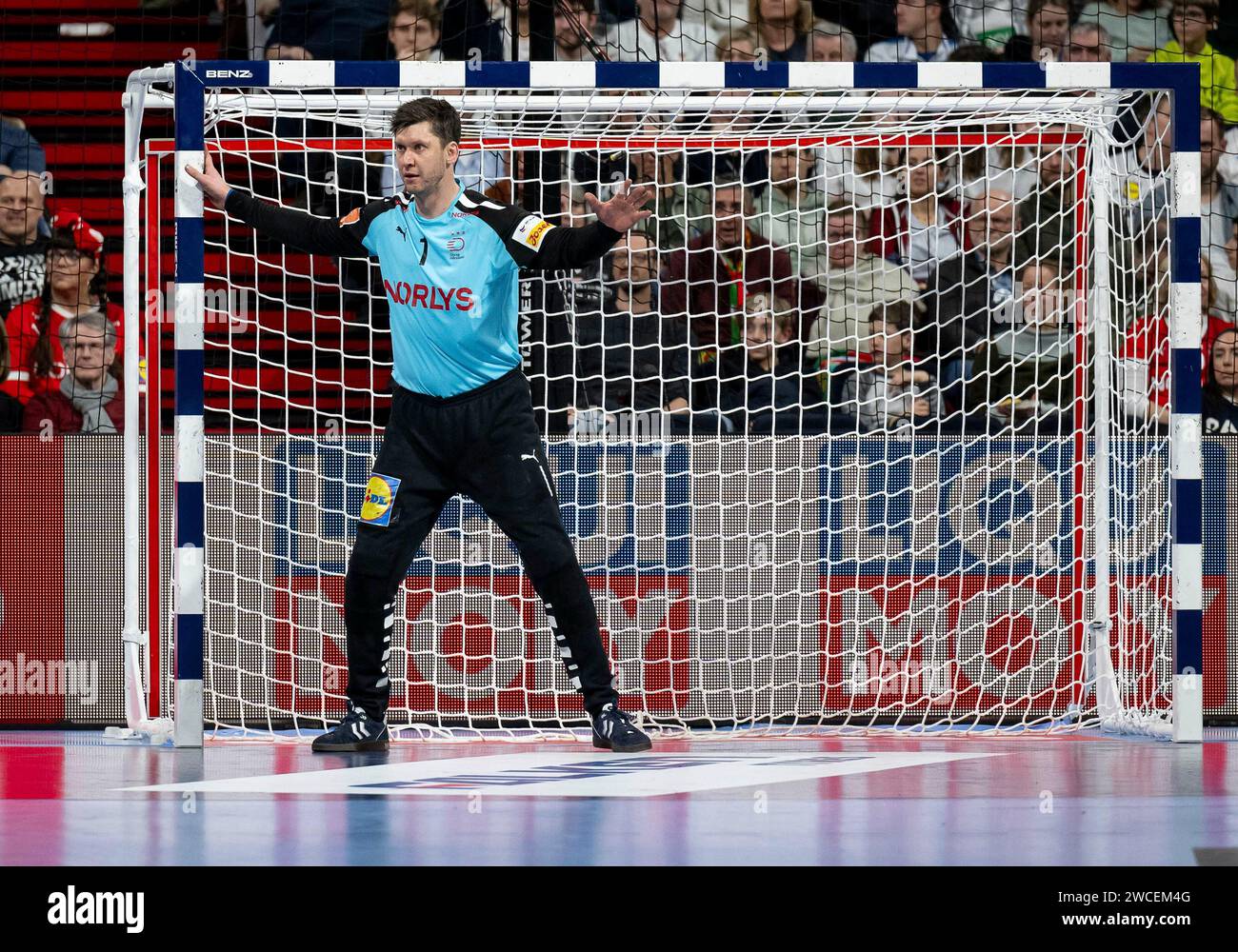 Muenchen, Deutschland. 15th Jan, 2024. Niklas Landin Jacobsen (Torwart ...