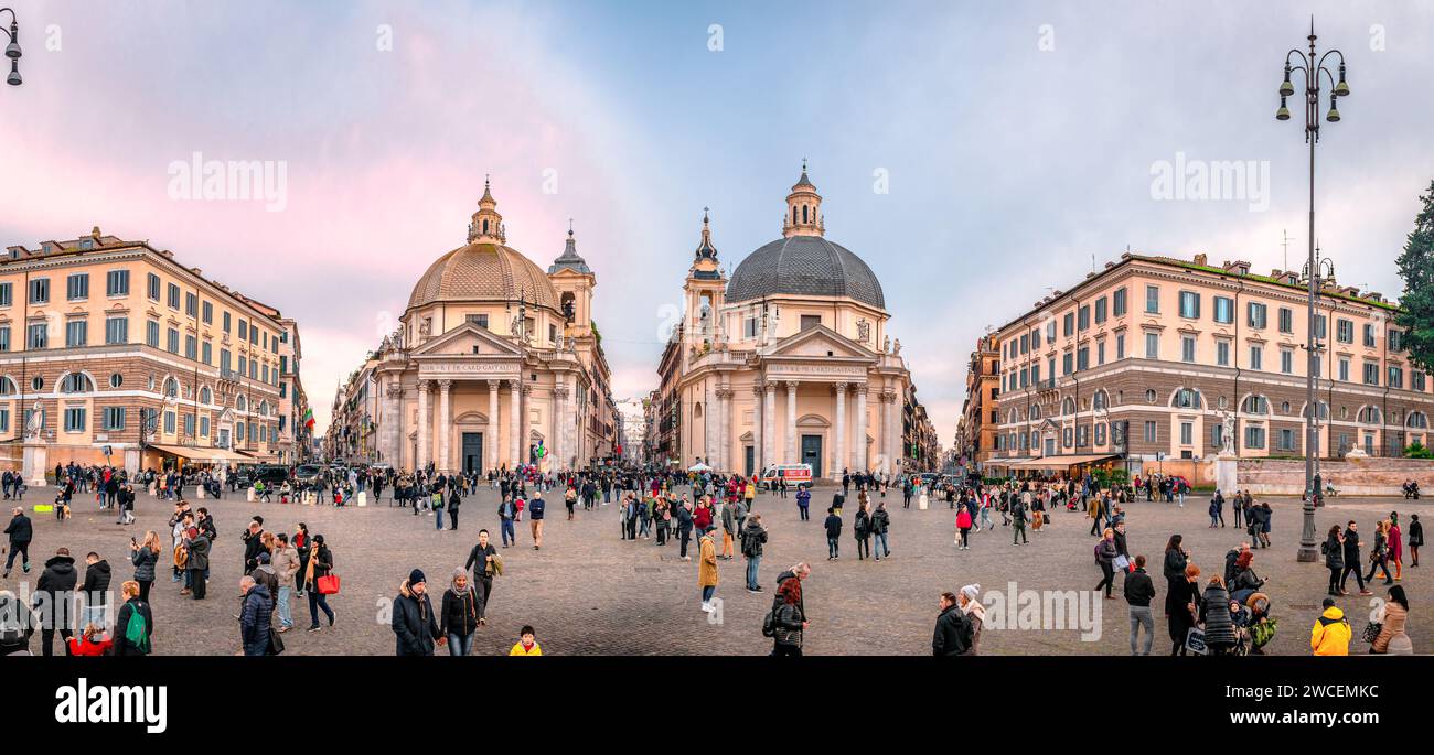 Piazza del Popolo panorama, with the entrance of the Tridente, defined ...