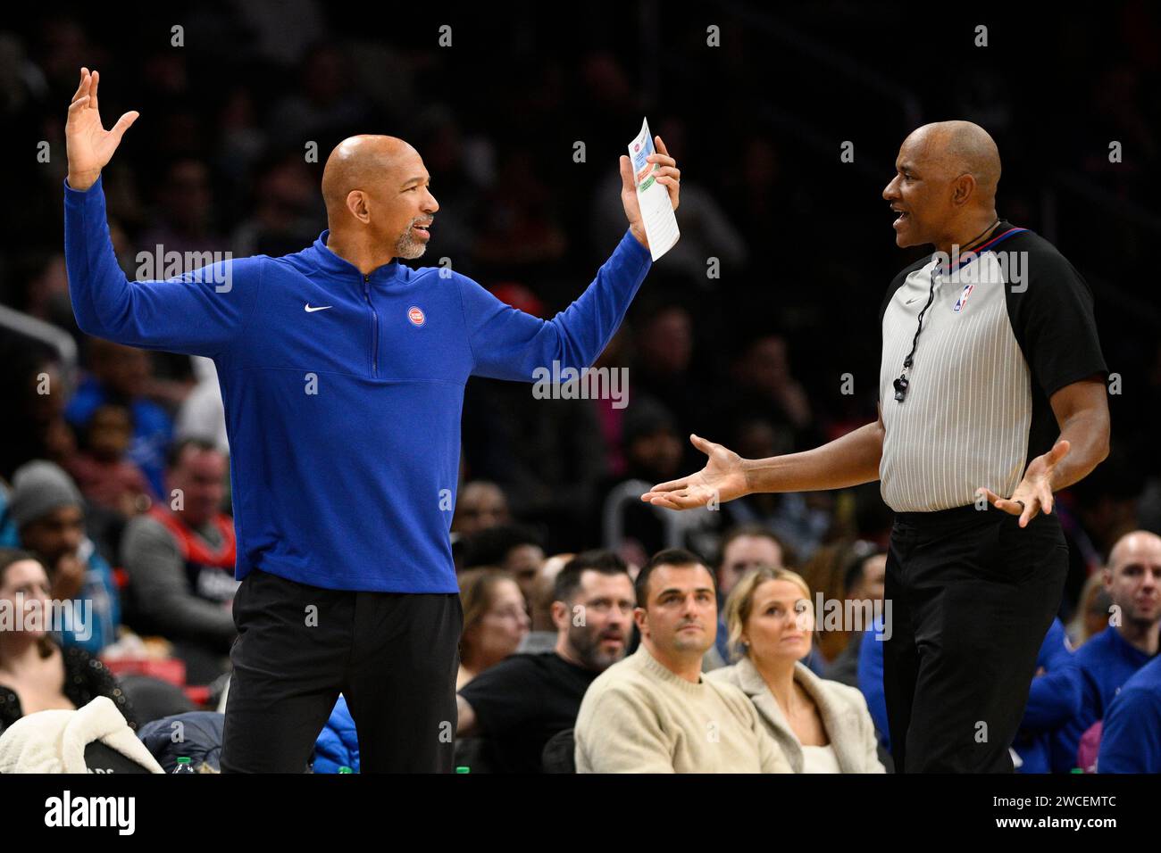 Detroit Pistons head coach Monty Williams, left, gestures next to ...