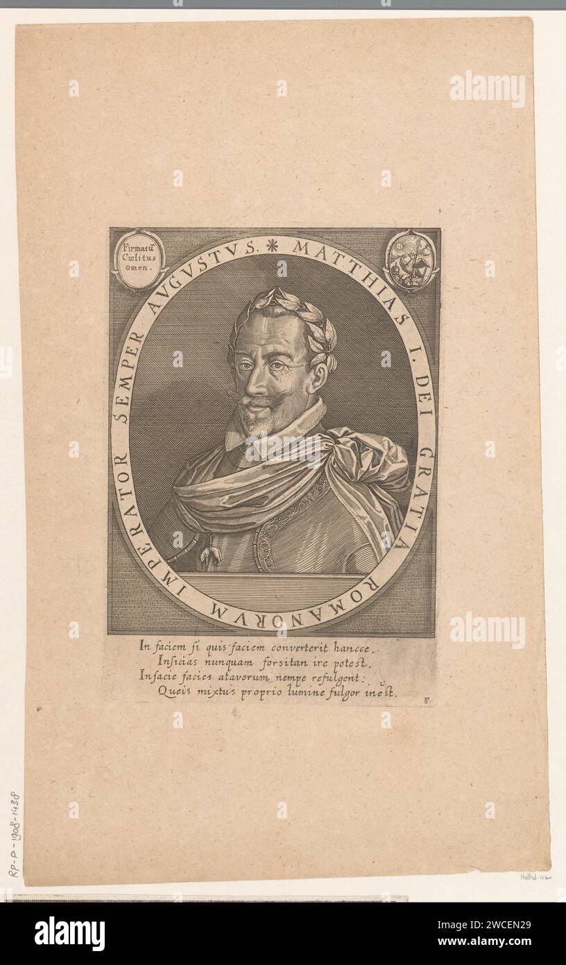 Portrait of Matthias van Austria, Sebastian Furck, 1641 print With ...