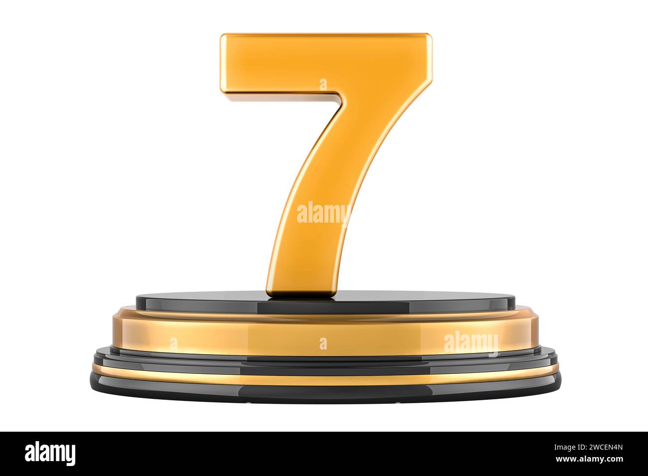 Golden 7 podium, award concept. 3D rendering isolated on white ...