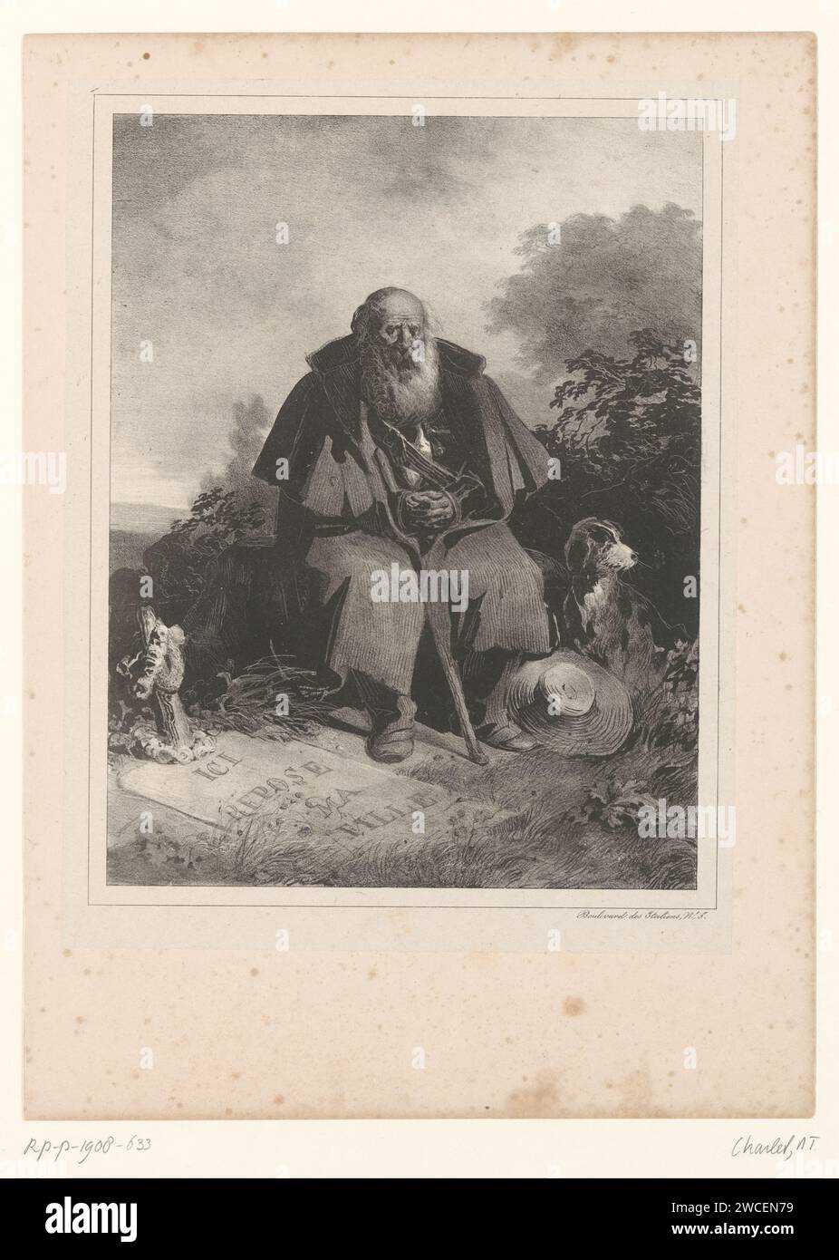 Old Man at the grave of his daughter, Nicolas Toussaint Charlet, 1829 ...