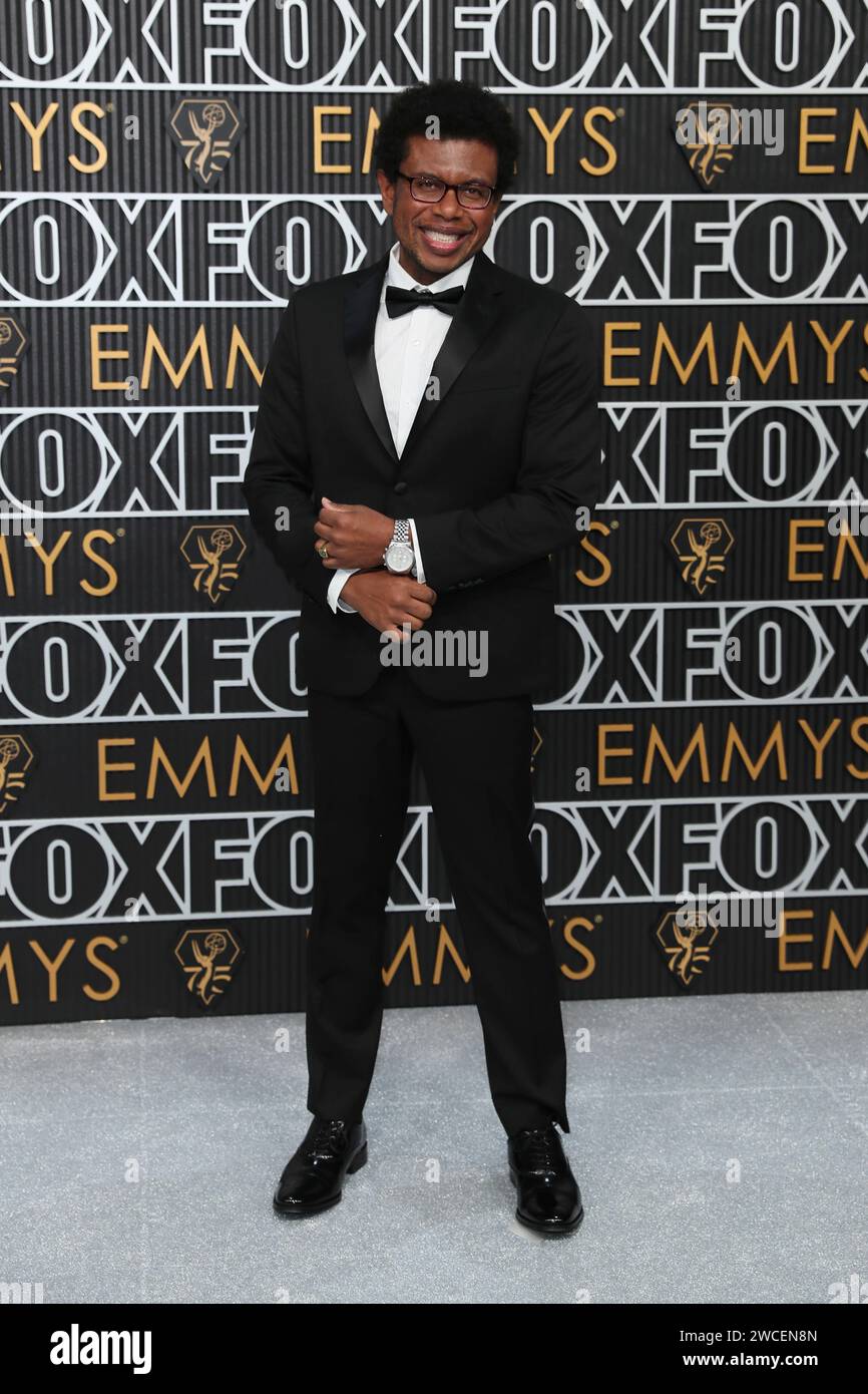 David McMillan poses for a Red Carpet portrait at the 75th Emmy Awards ...