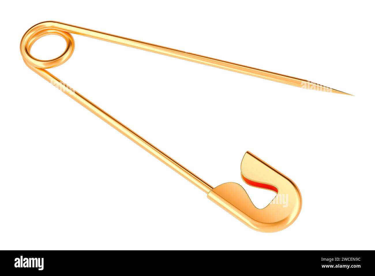 Safety pin, golden. 3D rendering isolated on white background Stock ...