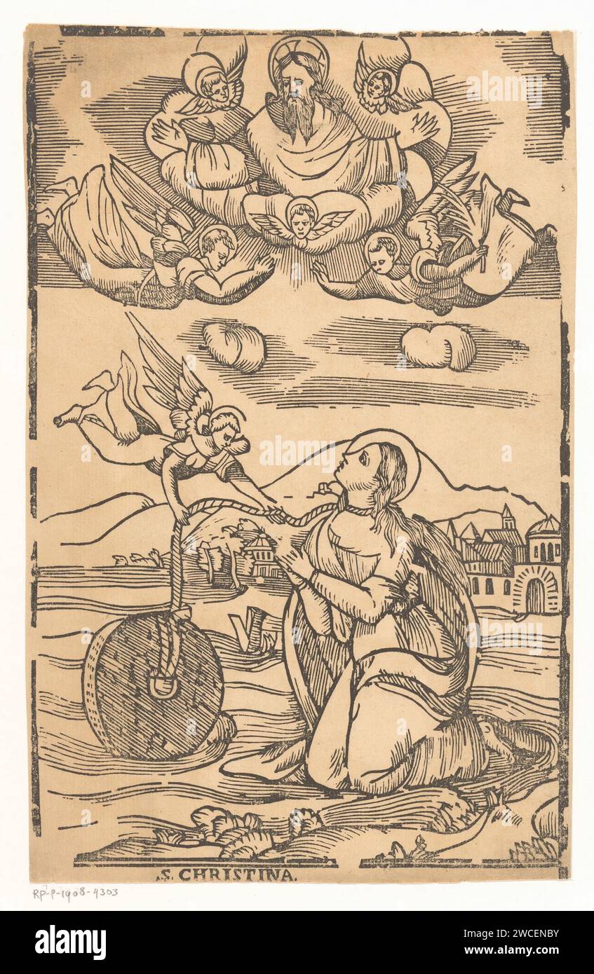 Holy Christina, Anonymous, 1500 - 1599 print Saint Christina floats ...