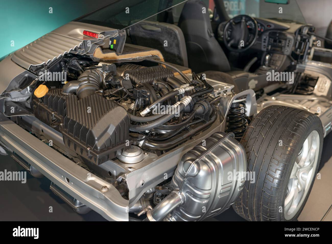 German automotive industry. Interior equipment of a sports car. Details ...