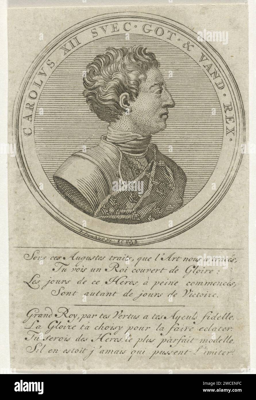 Portret van Karel Xii, Jan Lamsvelt, 1684 - 1743 print Medallion ...