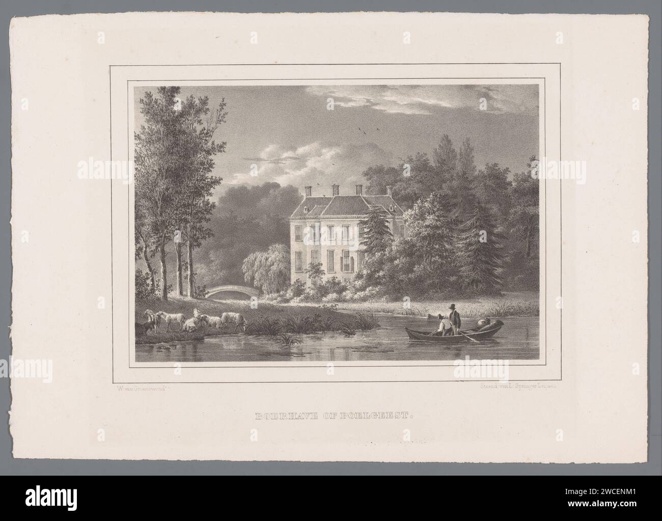 Oud-Poelgeest Castle, Wilhelmus van Groenewoud, 1834 print The castle ...