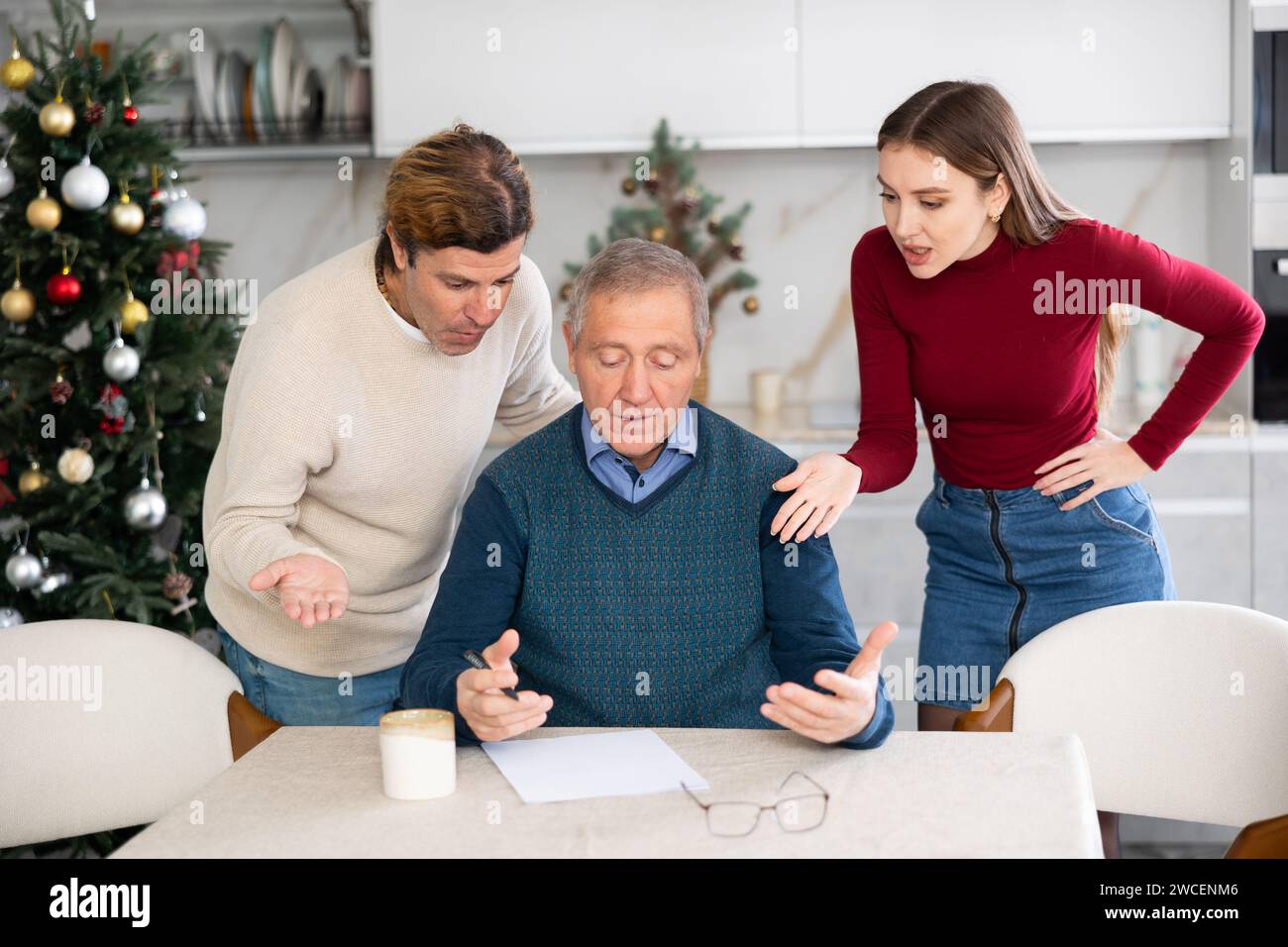 Family members discussing inheritance Stock Photo - Alamy
