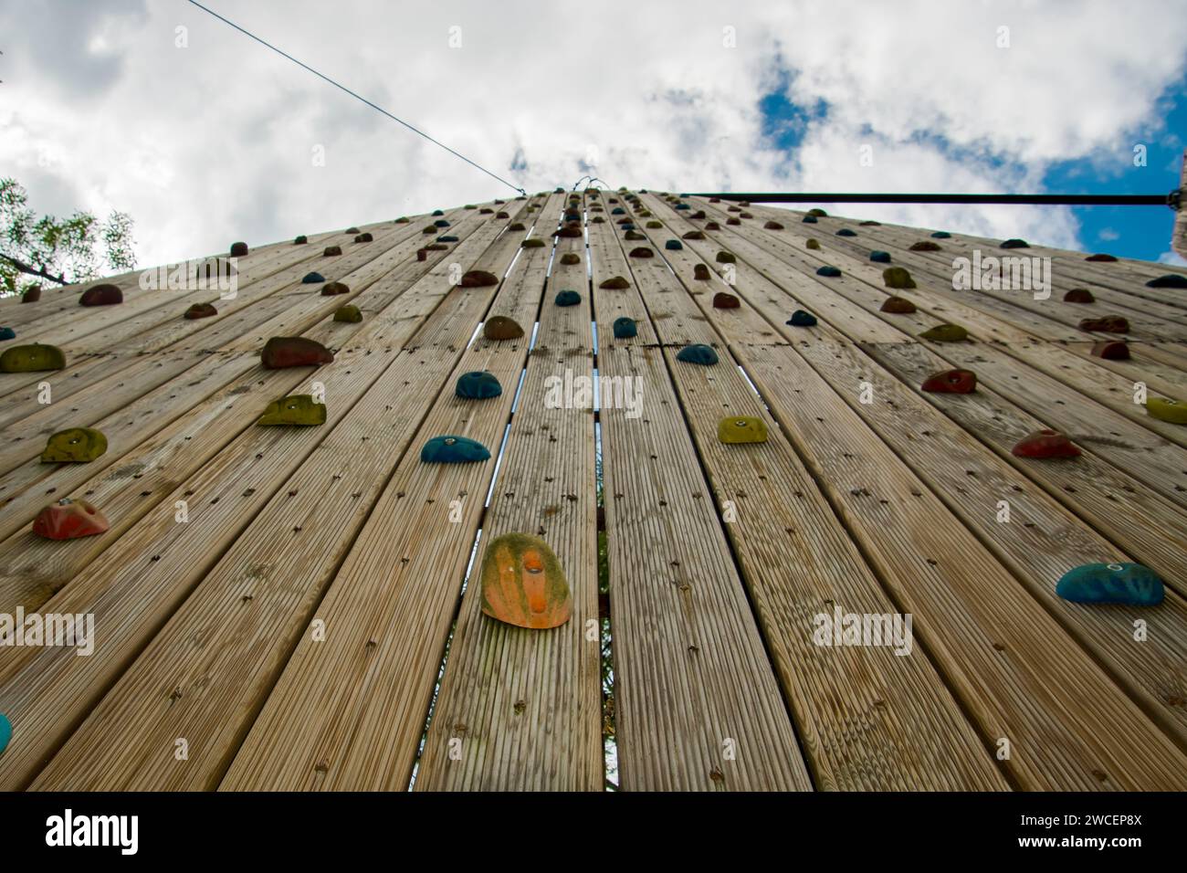 Climbing wall in and adventure park in a forest in Szeged Stock Photo ...
