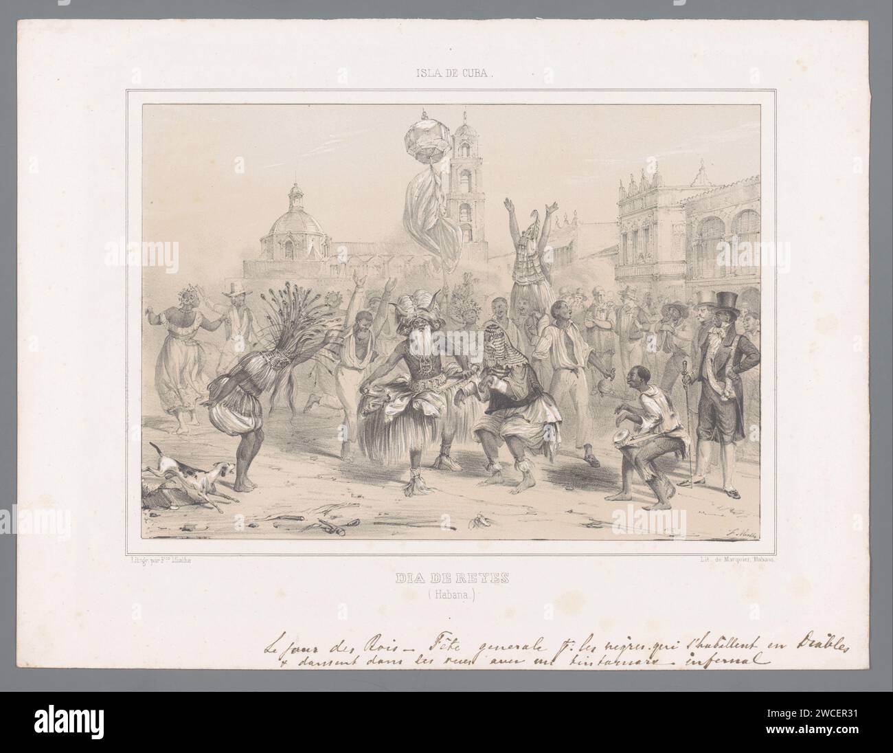 King's Day in Havana, Frédéric Mialhe, c. 1848 print Cuba paper public ...