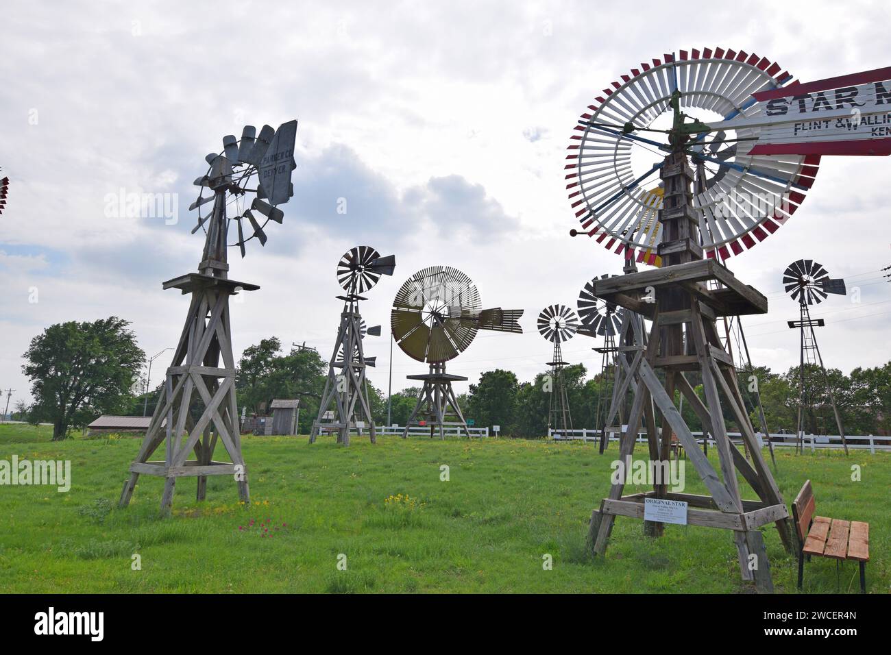 Windmills at the Shattuck Windmill Museum and Park in Shattuck Oklahoma - May 2023 Stock Photo ...