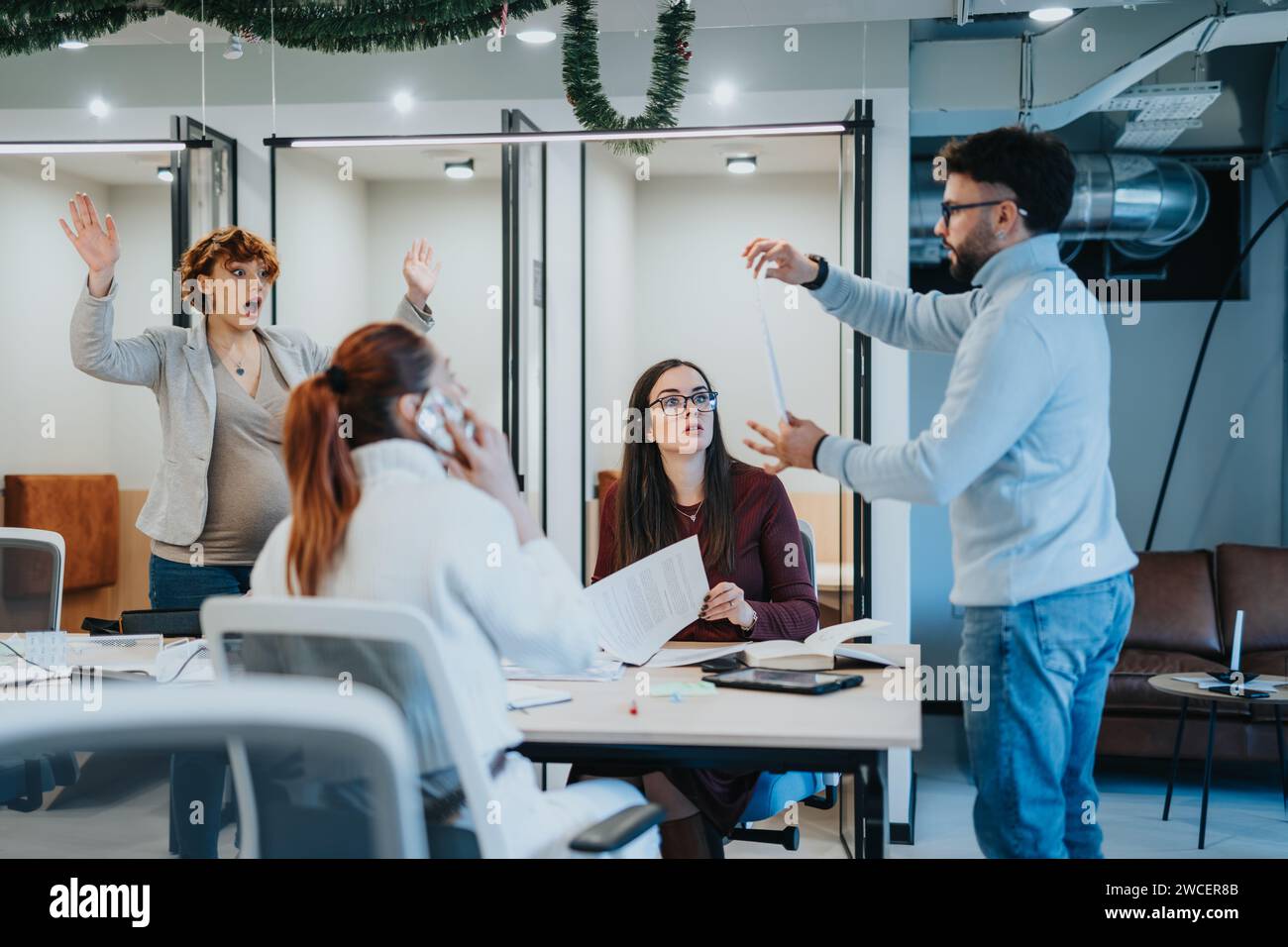 Group of business people celebrating successful project completion ...