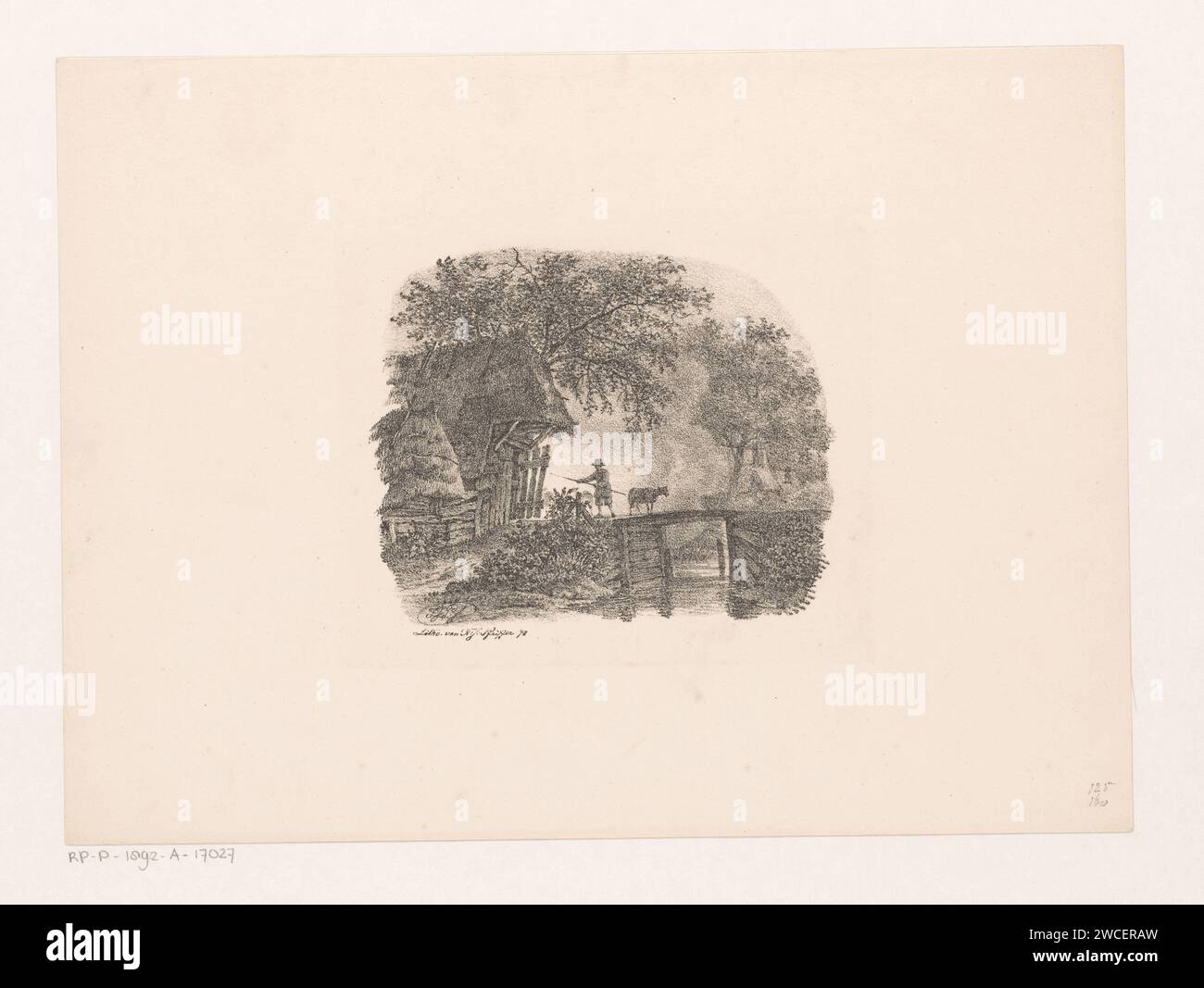 Schaapskooi near Brug, François Joseph Pfeiffer (II), 1809 - 1835 print ...