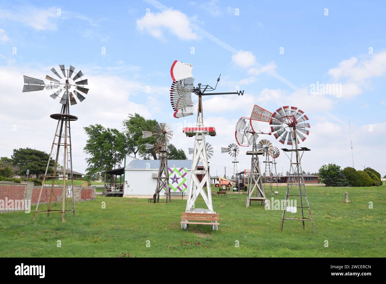 Windmills at the Shattuck Windmill Museum and Park in Shattuck Oklahoma - May 2023 Stock Photo ...