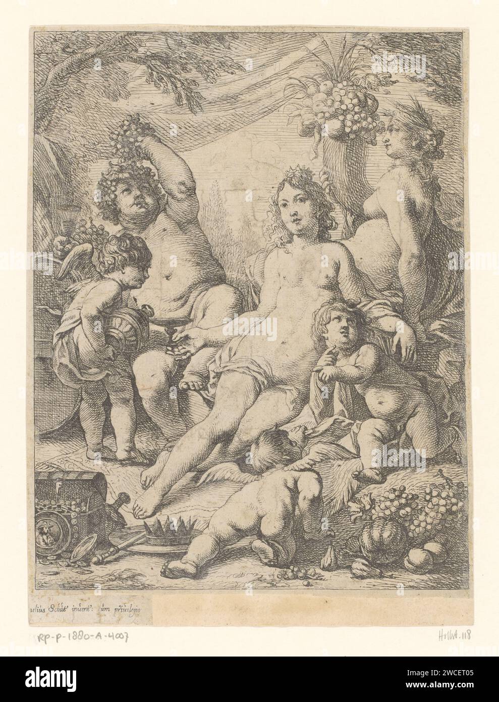 Bacchus, Venus and Ceres, Cornelis Schut (I), 1607 - 1655 print Ceres and Venus sit next to a ...
