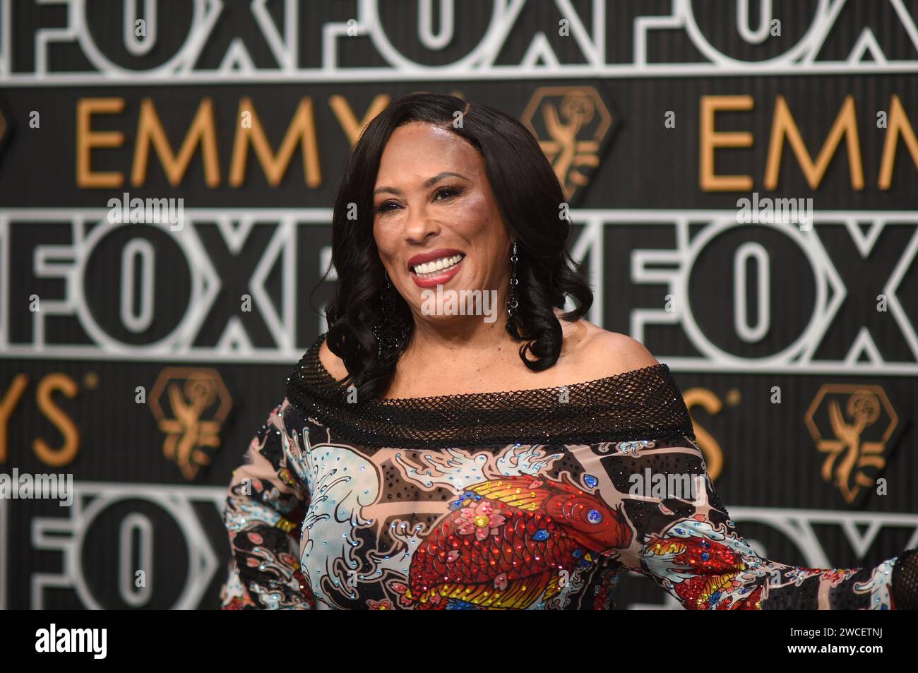 Angela Gibbs arrives at the 75th Primetime Emmy Awards on Monday, Jan ...