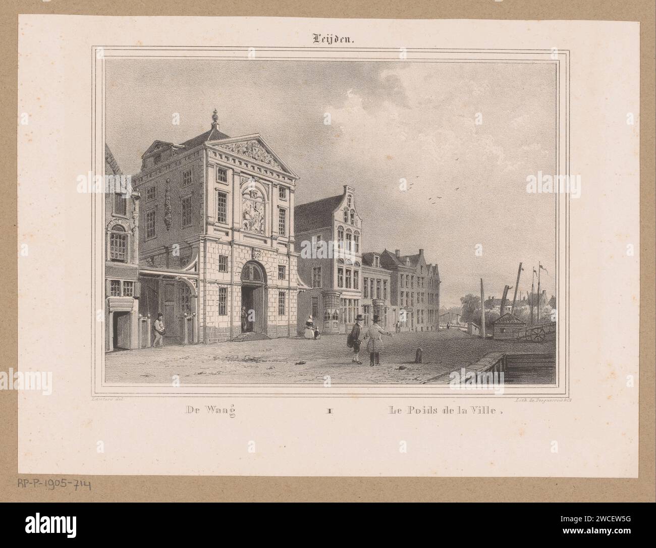 View of the Waag in Leiden, Paulus Lauters, 1827 - 1875 print paper ...