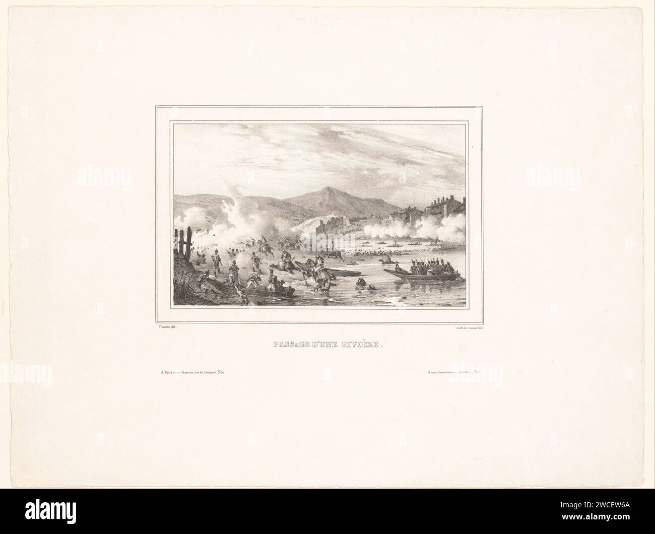 Crossing of a river, Victor Adam, 1832 - 1835 print During a fight ...