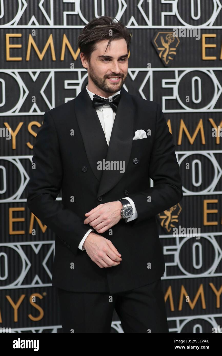 Stephen Manas poses for a Red Carpet portrait at the 75th Emmy Awards ...