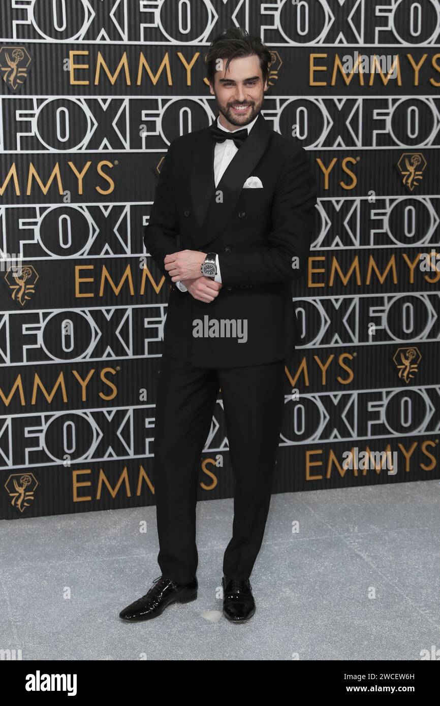 Stephen Manas poses for a Red Carpet portrait at the 75th Emmy Awards ...