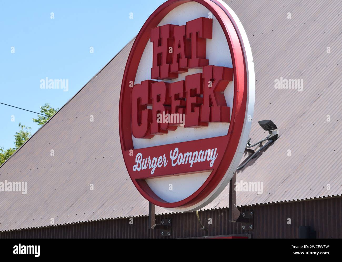 Hat Creek Burger Company sign - August 2023 Stock Photo - Alamy