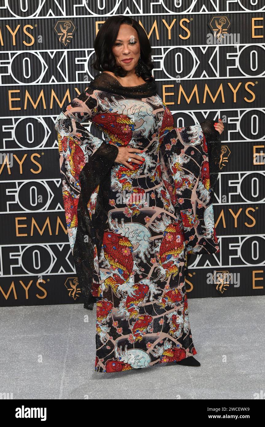 Angela Gibbs arrives at the 75th Primetime Emmy Awards on Monday, Jan ...