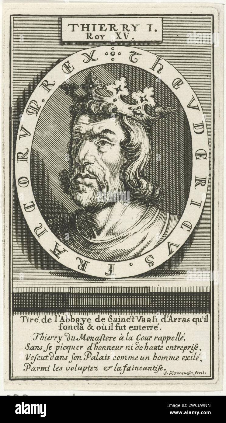 Portrait of Theuderik I, Jacobus Harrewijn, 1682 - 1730 print Bust to ...