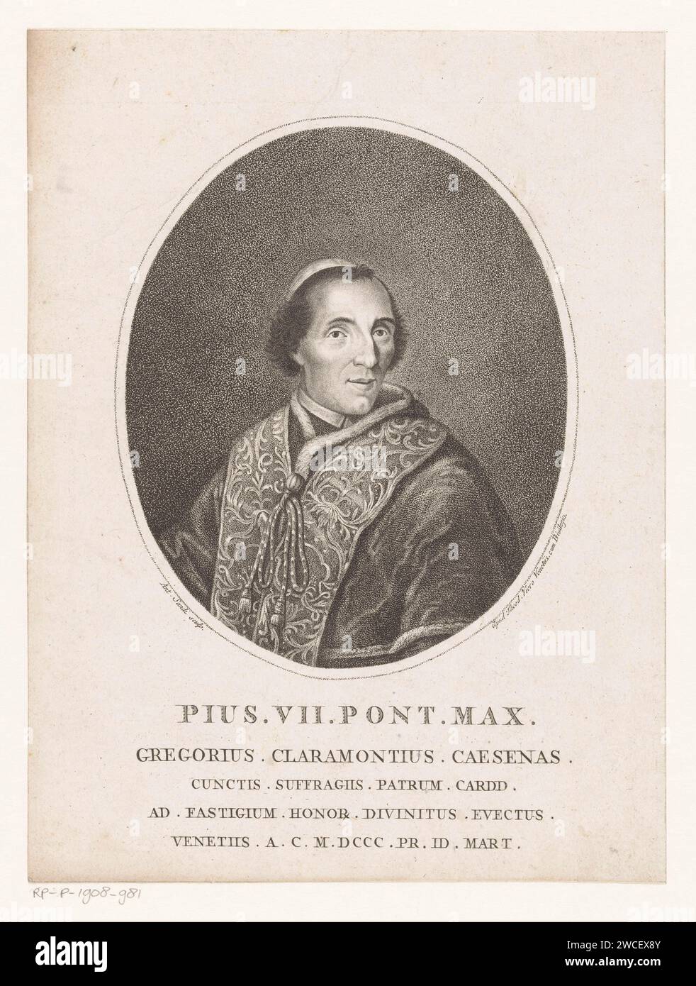 Portret Van Paus Pius VII, Antonio Sandi, 1800 - 1817 print print maker ...