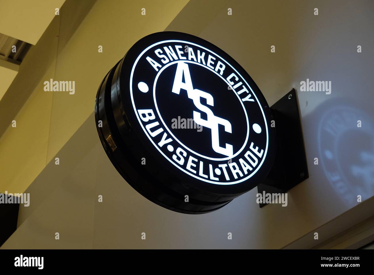 Close up of the A Sneaker City shoe store sign - November 2023 Stock ...