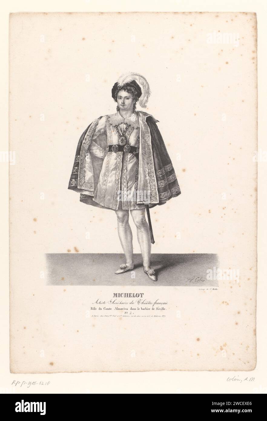 Portret van Pierre Michelot Als Comte Almaviva in De Komedie le Barbier ...