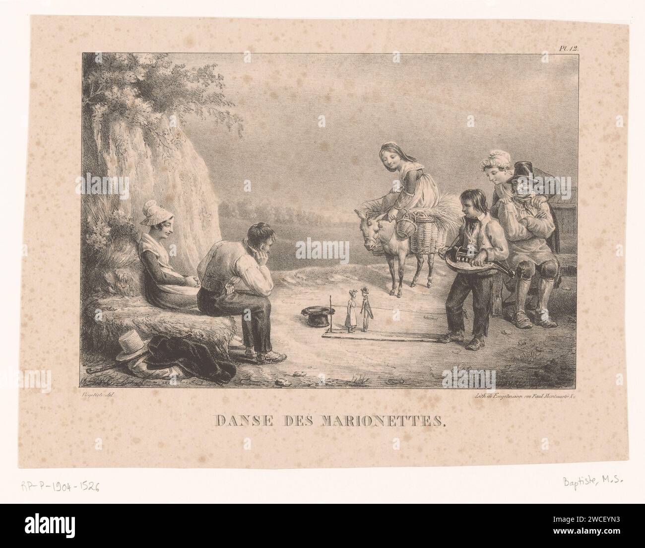 Boy with hurlist gives a puppet show, Martin Sylvestre Baptiste, 1822 ...