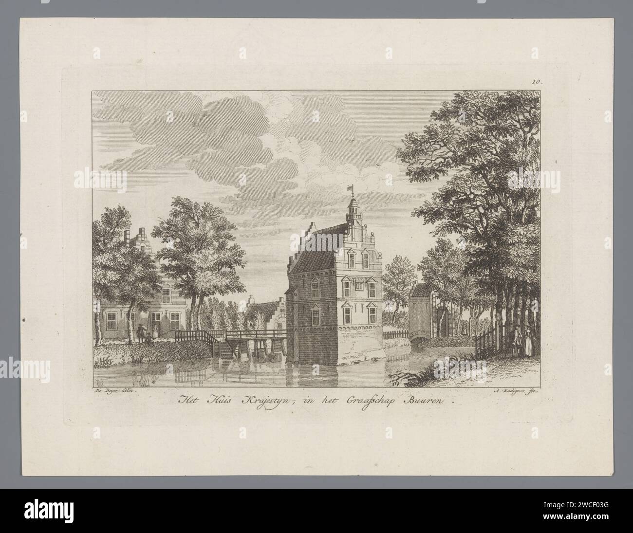 View of the Crayestein house in Tricht, Antoine Radigues, After Jan de ...