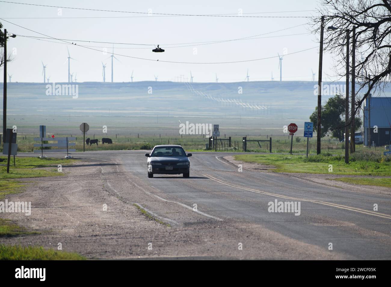 Car driving down the main road in Grover Colorado - June 2023 Stock ...