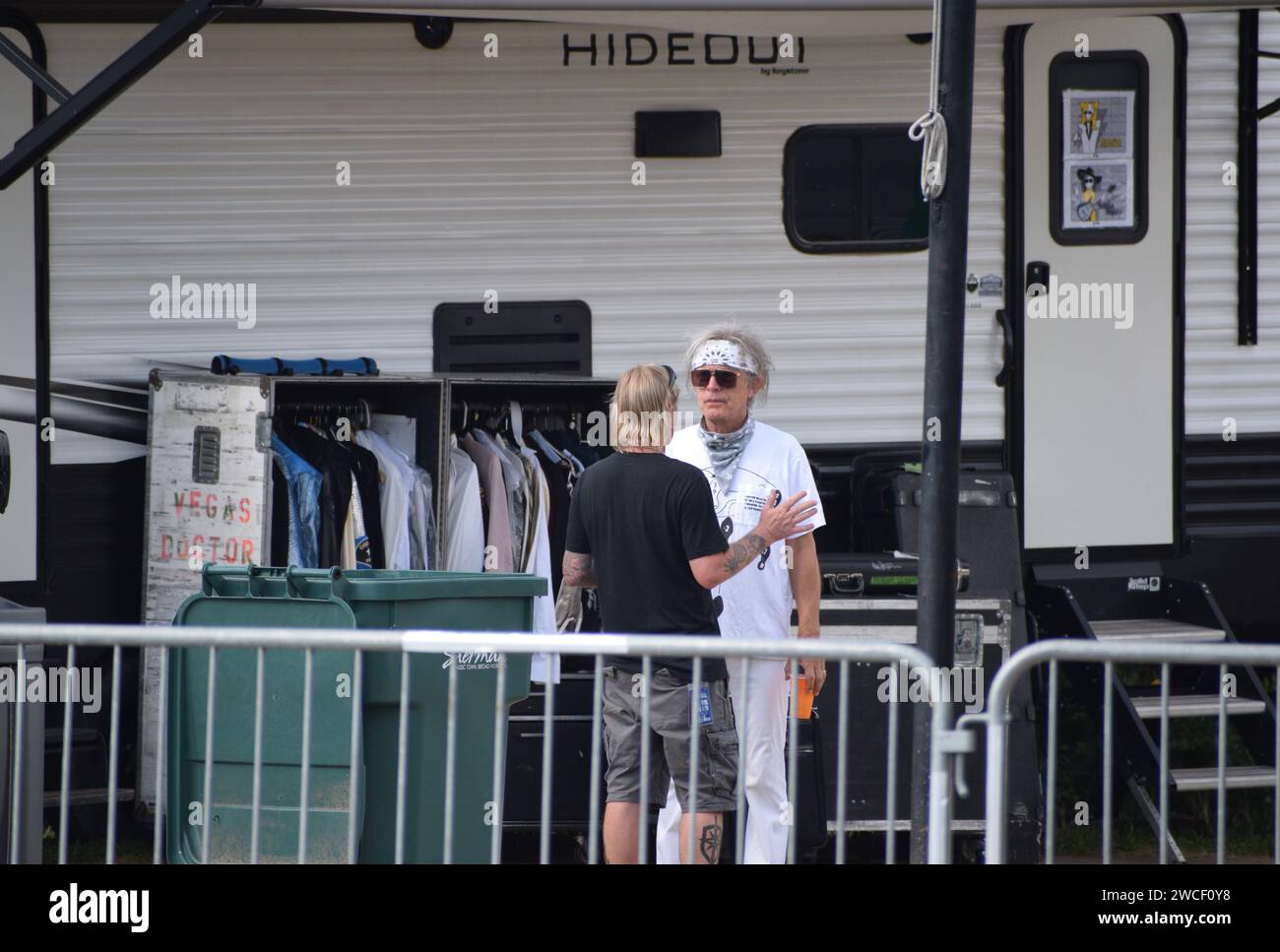 Cheap Trick bassist Tom Petersson back stage before a concert in ...