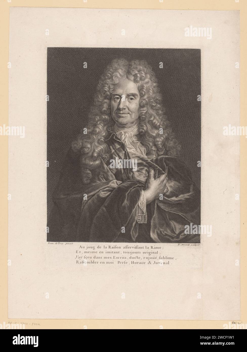 Portret Van Nicolas Boileau -Despréaux, Pierre Drevet, After François ...
