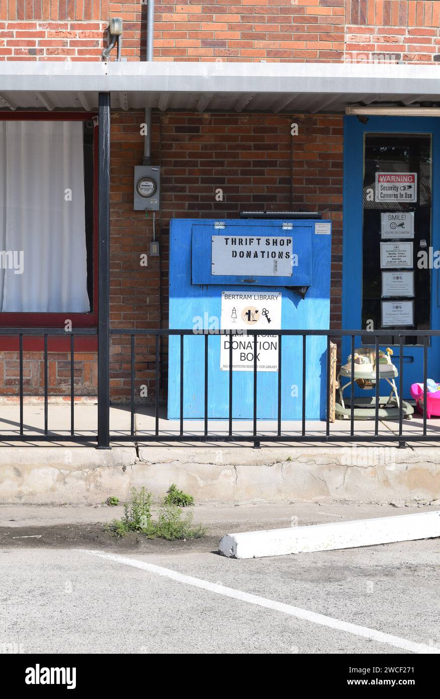 Thrift Shop Donation box at the Bertram Library thrift store in Bertram Texas - May 2023 Stock ...