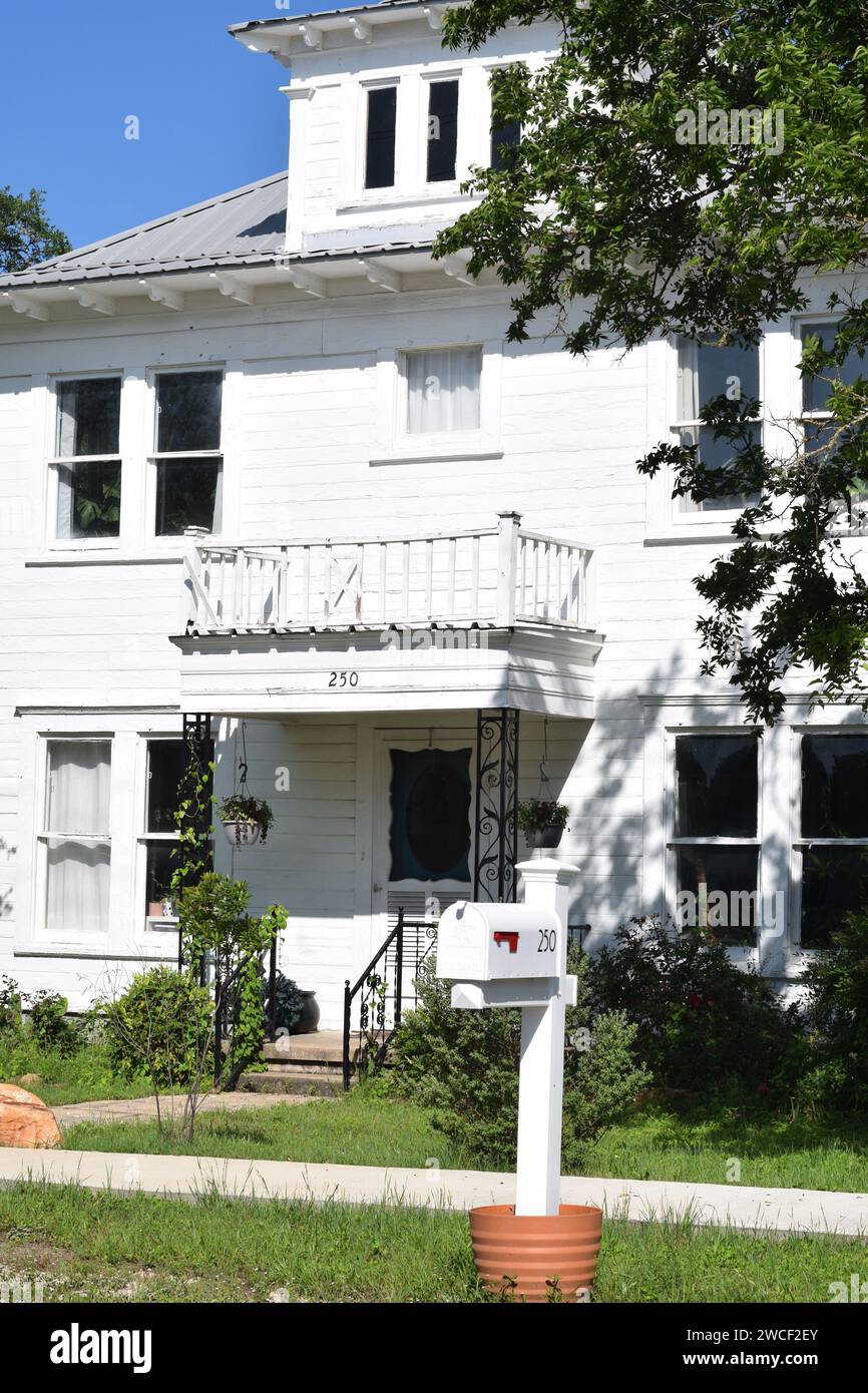Large historical white wooden house in Bertram Texas - May 2023 Stock ...