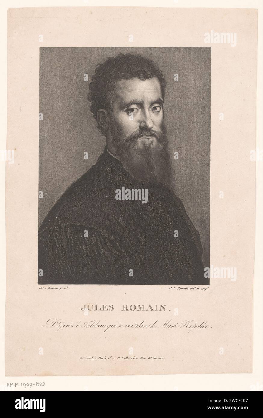 Portret Van Giulio Romano, Jean Louis Posslle, After Giulio Romano ...