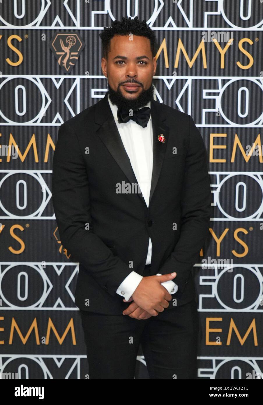 Peter Dodd poses for a Red Carpet portrait at the 75th Emmy Awards on ...