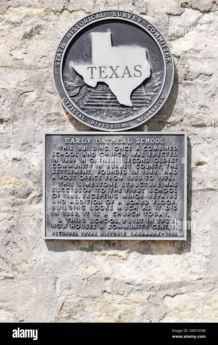Historical marker for the Early Oatmeal school, located at the Oatmeal ...