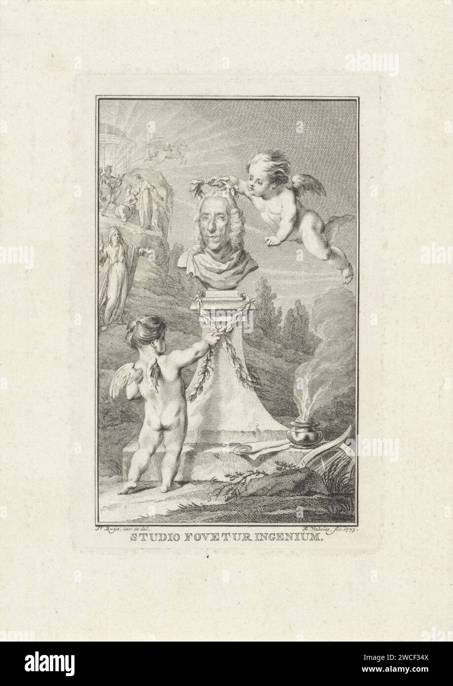 Allegorical representation with bust of Sybrand Factama, Reinier ...