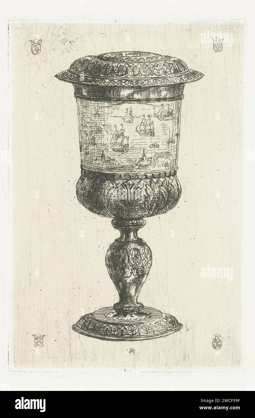 Golden cup with lid, donated to Michiel de Ruyter on the occasion of ...