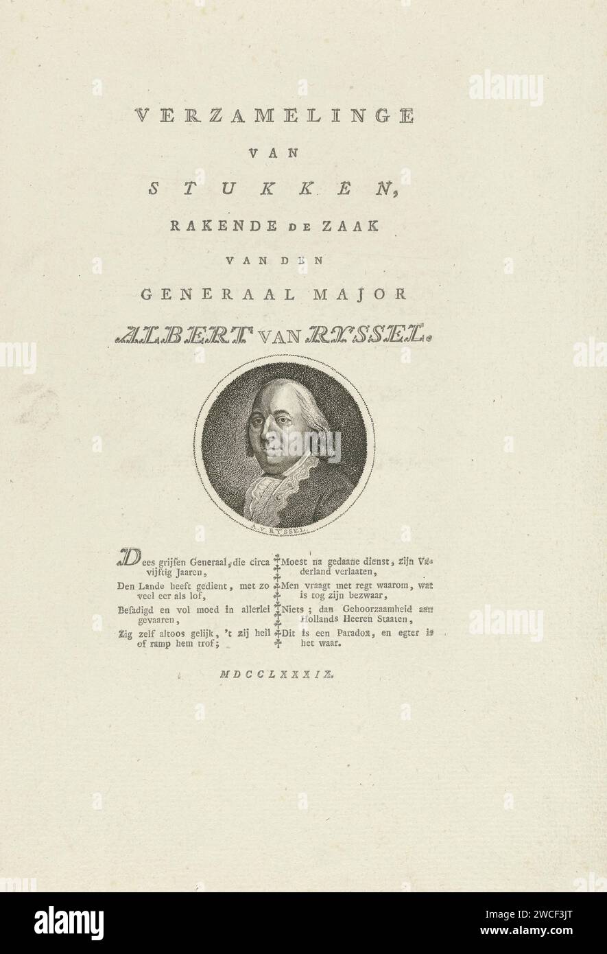 Portrait of Albert van Ryssel, Gerrit Konsé, 1789 print Portrait bust ...