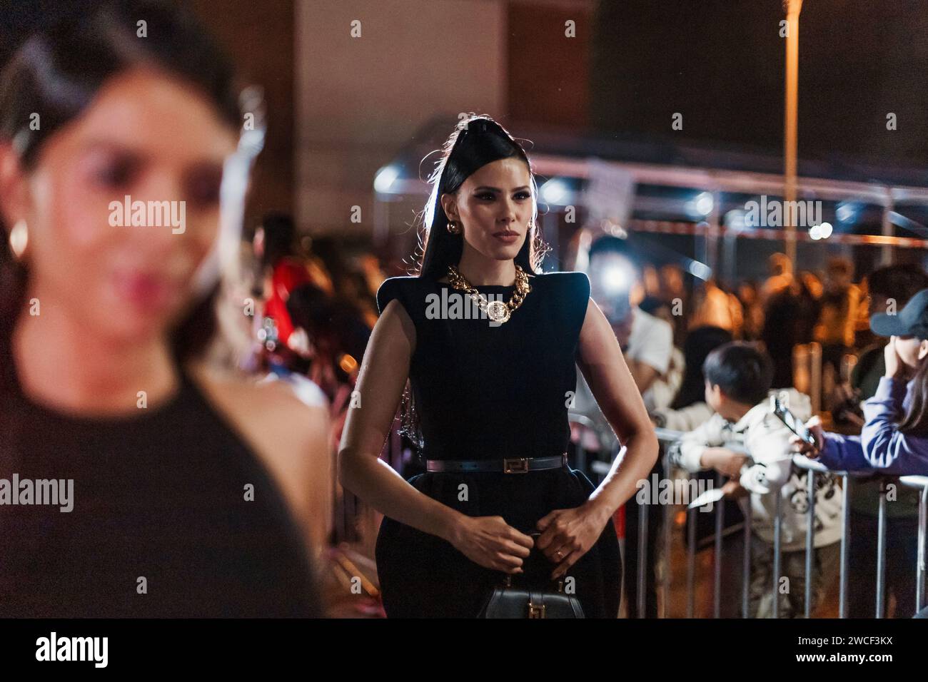 A guest outside Versace show during Milan Fashion Week Womenswear ...