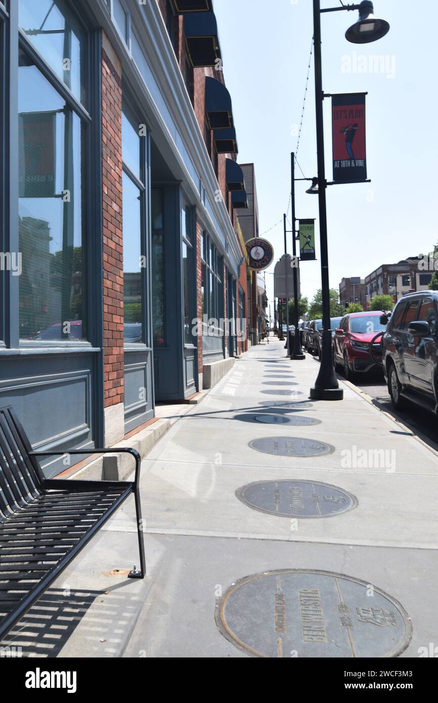 American Jazz Walk of Fame on 18th street, looking east, in Kansas City ...