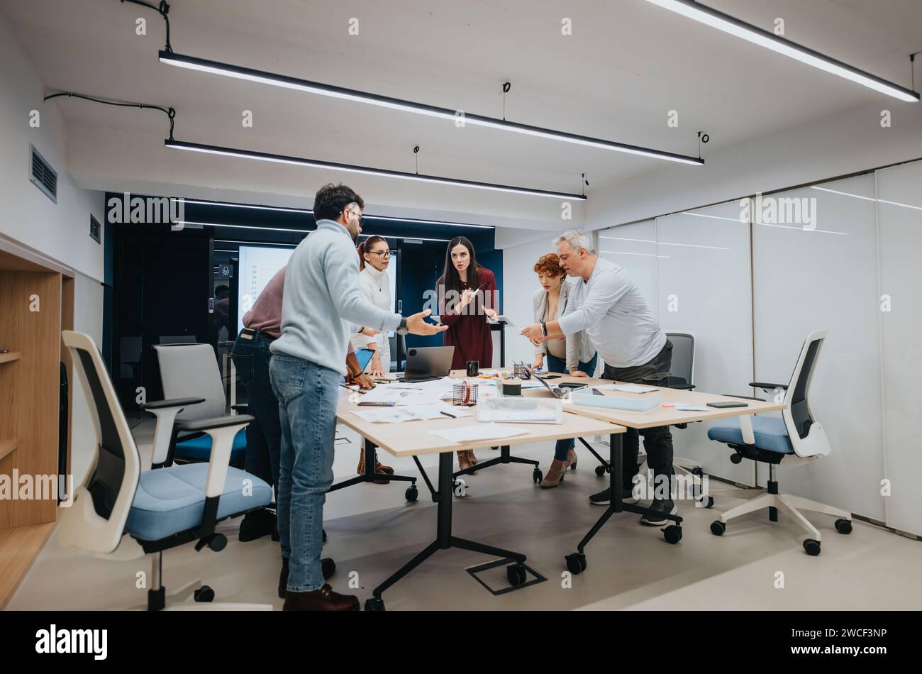 Successful business team attending dynamic work workshop for skills ...