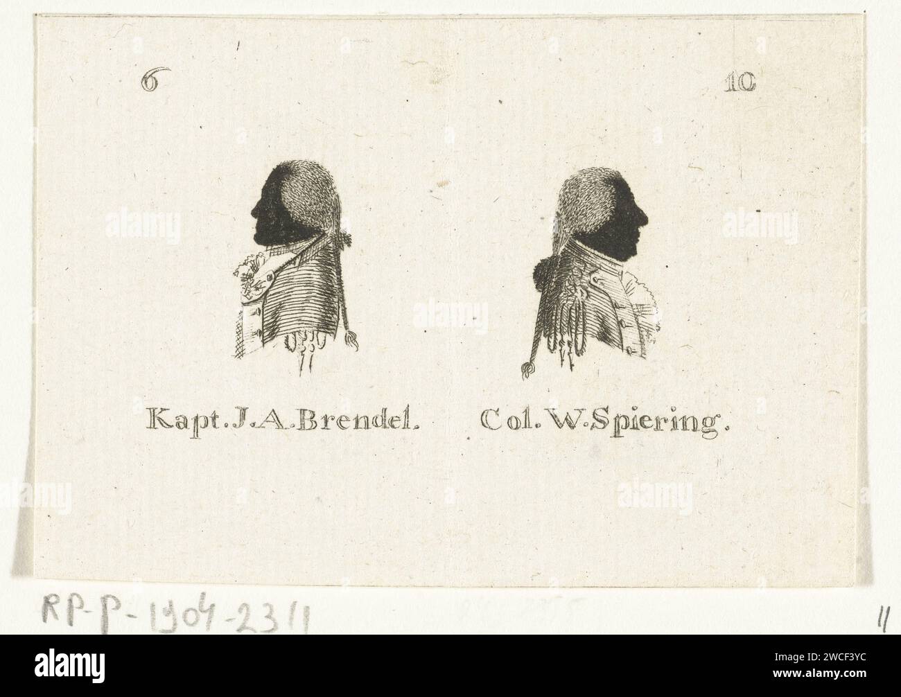 Silhouette portrait of Captain Brendel and Colonel Spiering, Hendrik ...