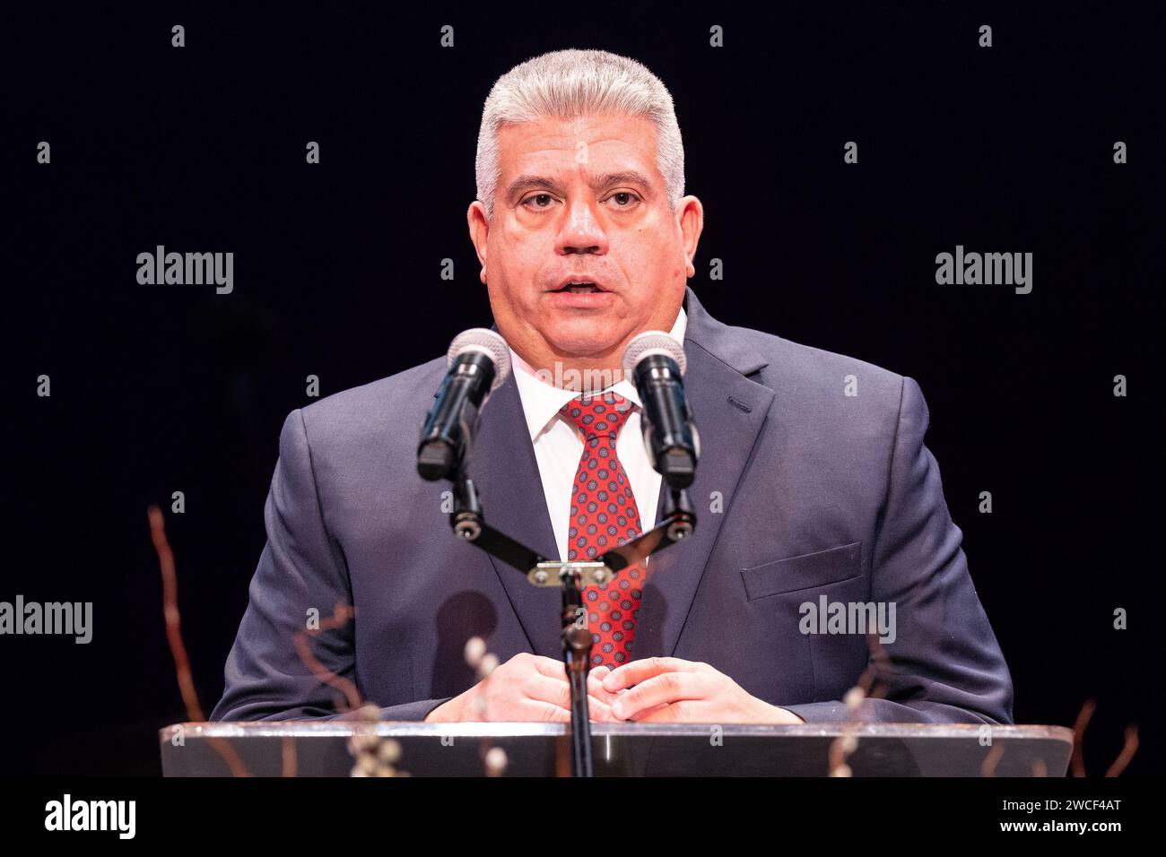 New York, USA. 15th Jan, 2024. Brooklyn District Attorney Eric Gonzalez ...